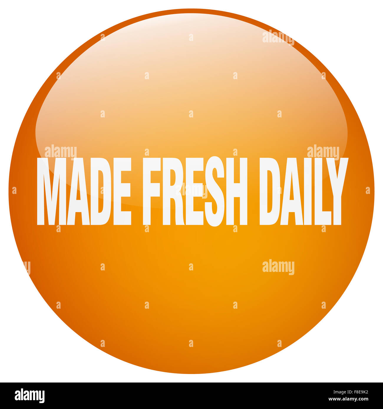 made fresh daily orange round gel isolated push button Stock Photo - Alamy