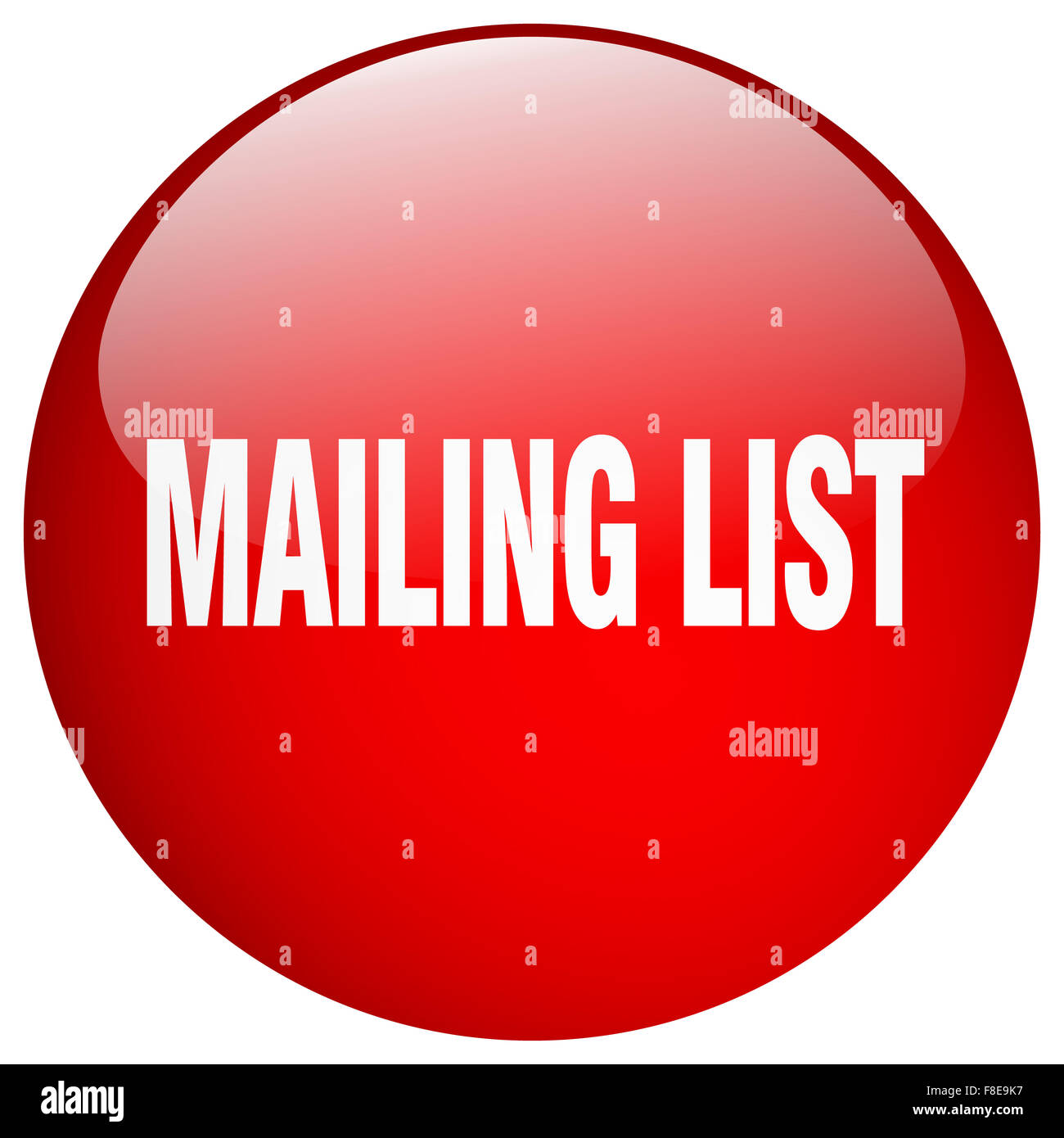mailing list red round gel isolated push button Stock Photo - Alamy