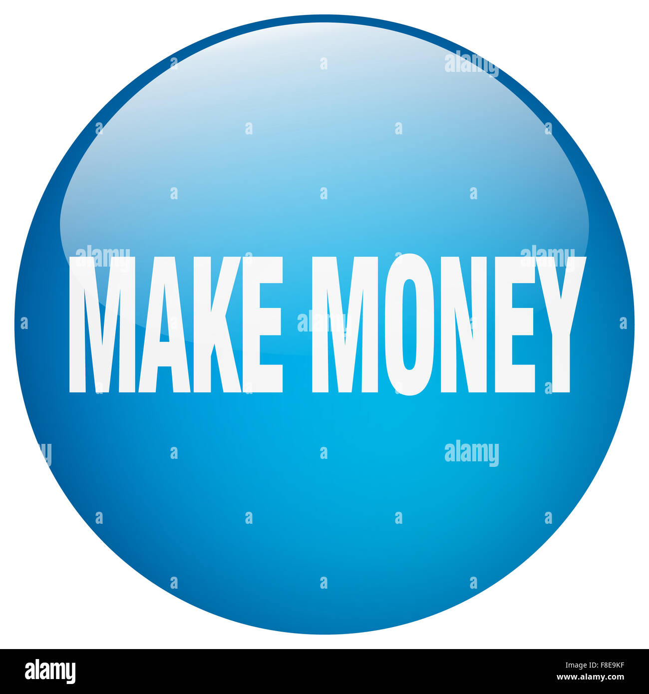 make money blue round gel isolated push button Stock Photo - Alamy