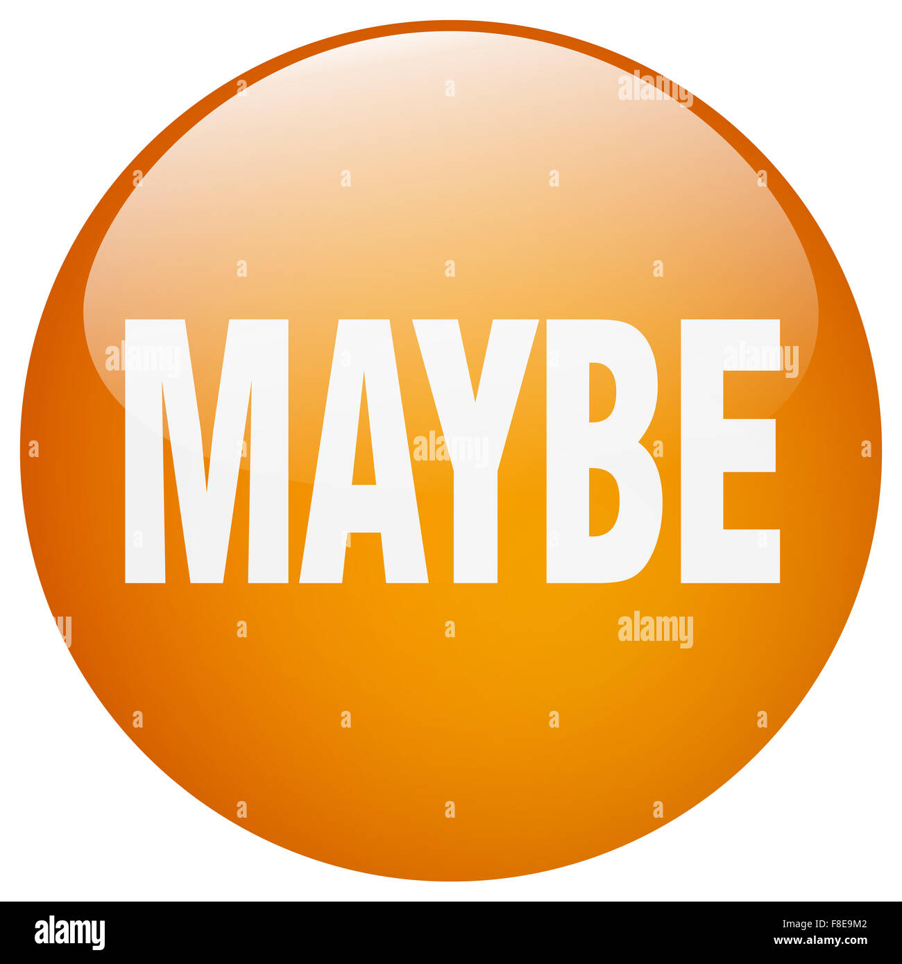 maybe orange round gel isolated push button Stock Photo - Alamy