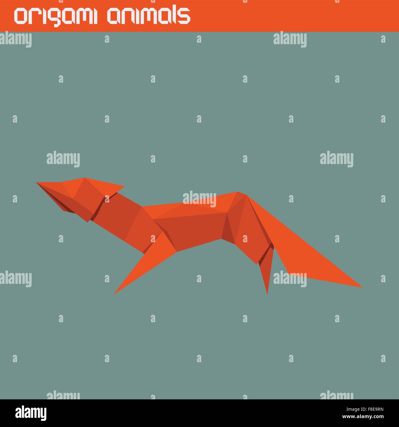 Vector origami isolated animal. Cute triangle Fox Stock Vector Image ...