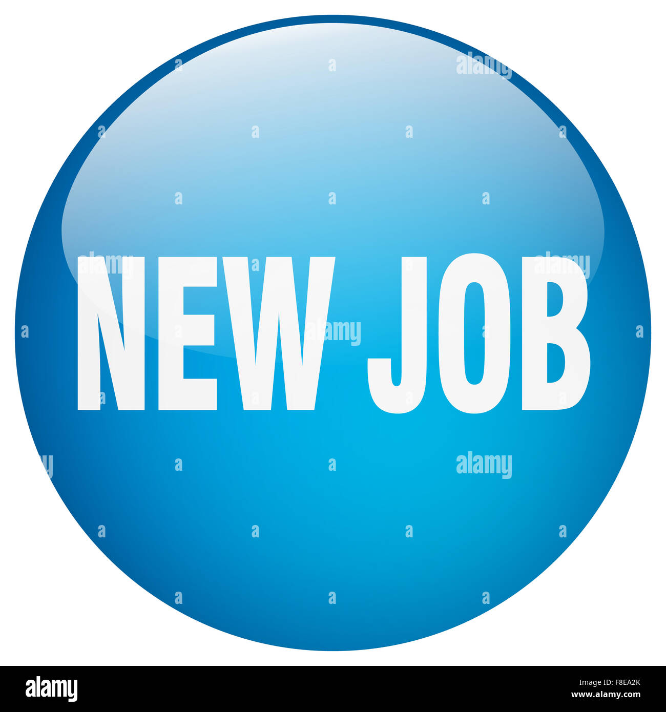 new job blue round gel isolated push button Stock Photo - Alamy