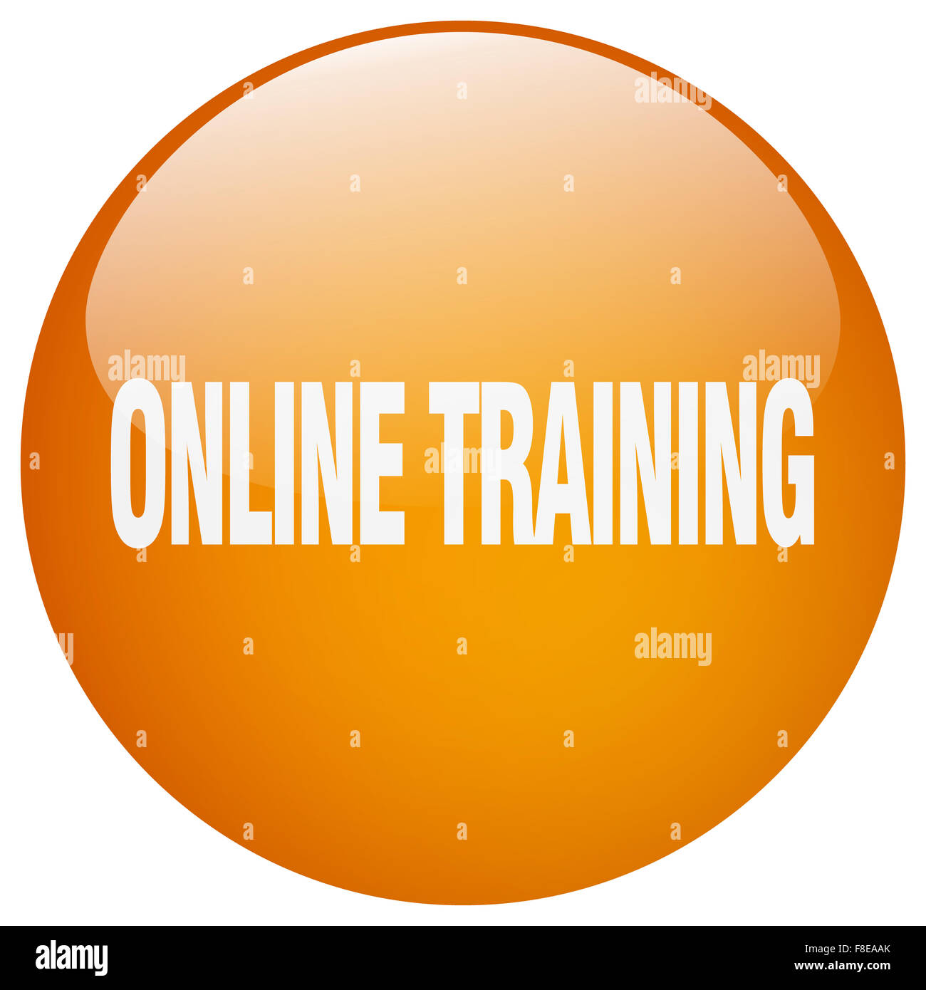 online training orange round gel isolated push button Stock Photo - Alamy