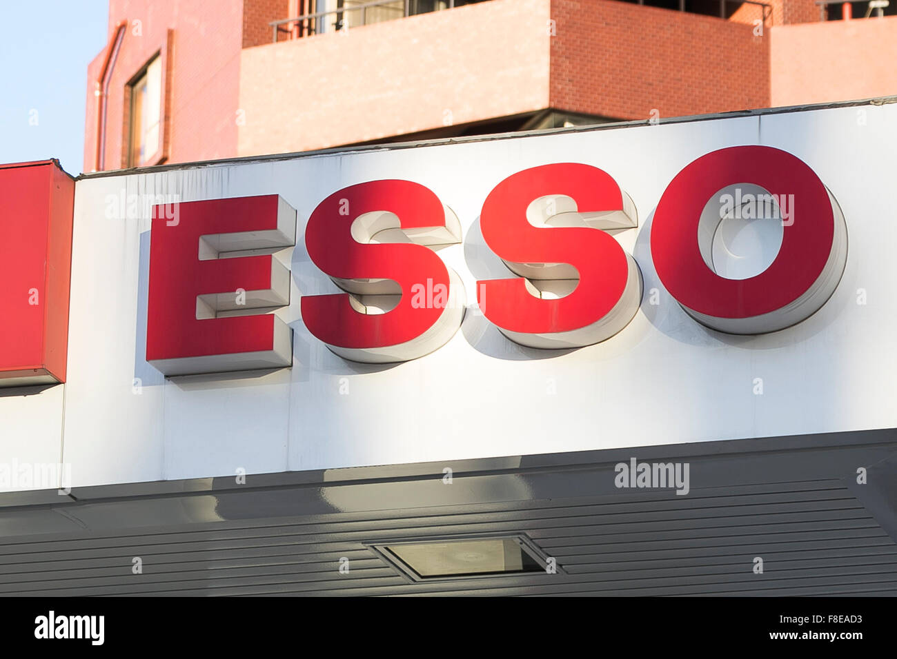 Esso signboard on display at its gas station in Tokyo, Japan on ...