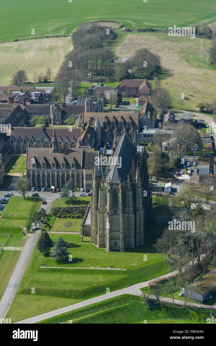 An aerial view of Lancing College, an Independent School in West Sussex ...