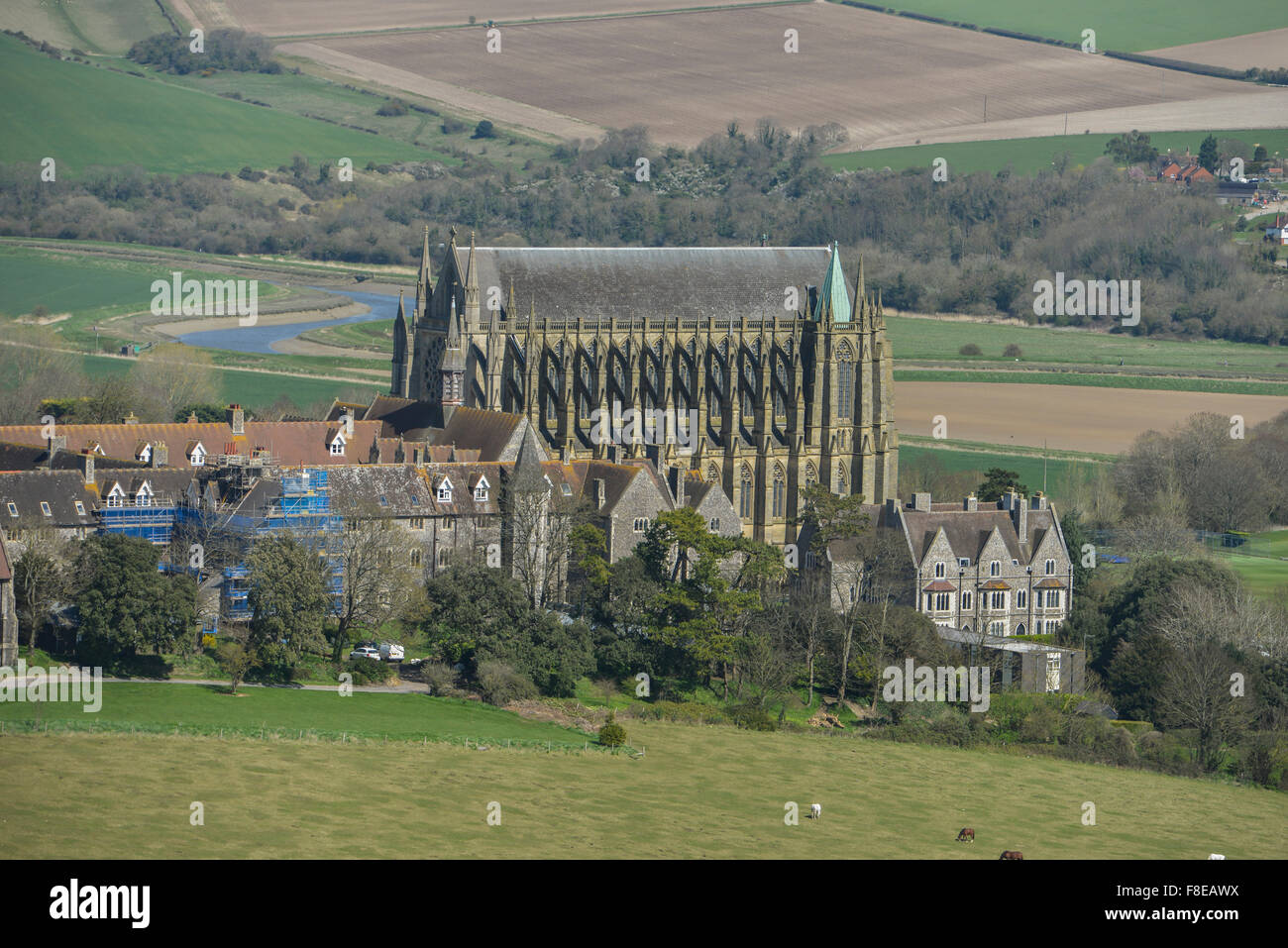 An aerial view of Lancing College, an Independent School in West Sussex ...