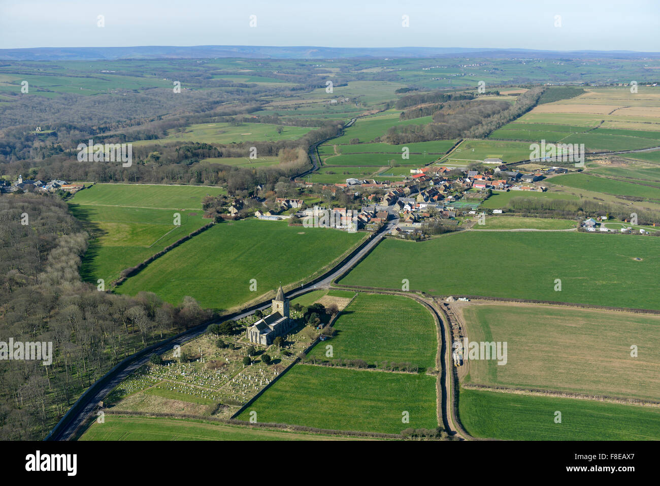An aerial view of the North Yorkshire village of Lythe, near Whitby and ...