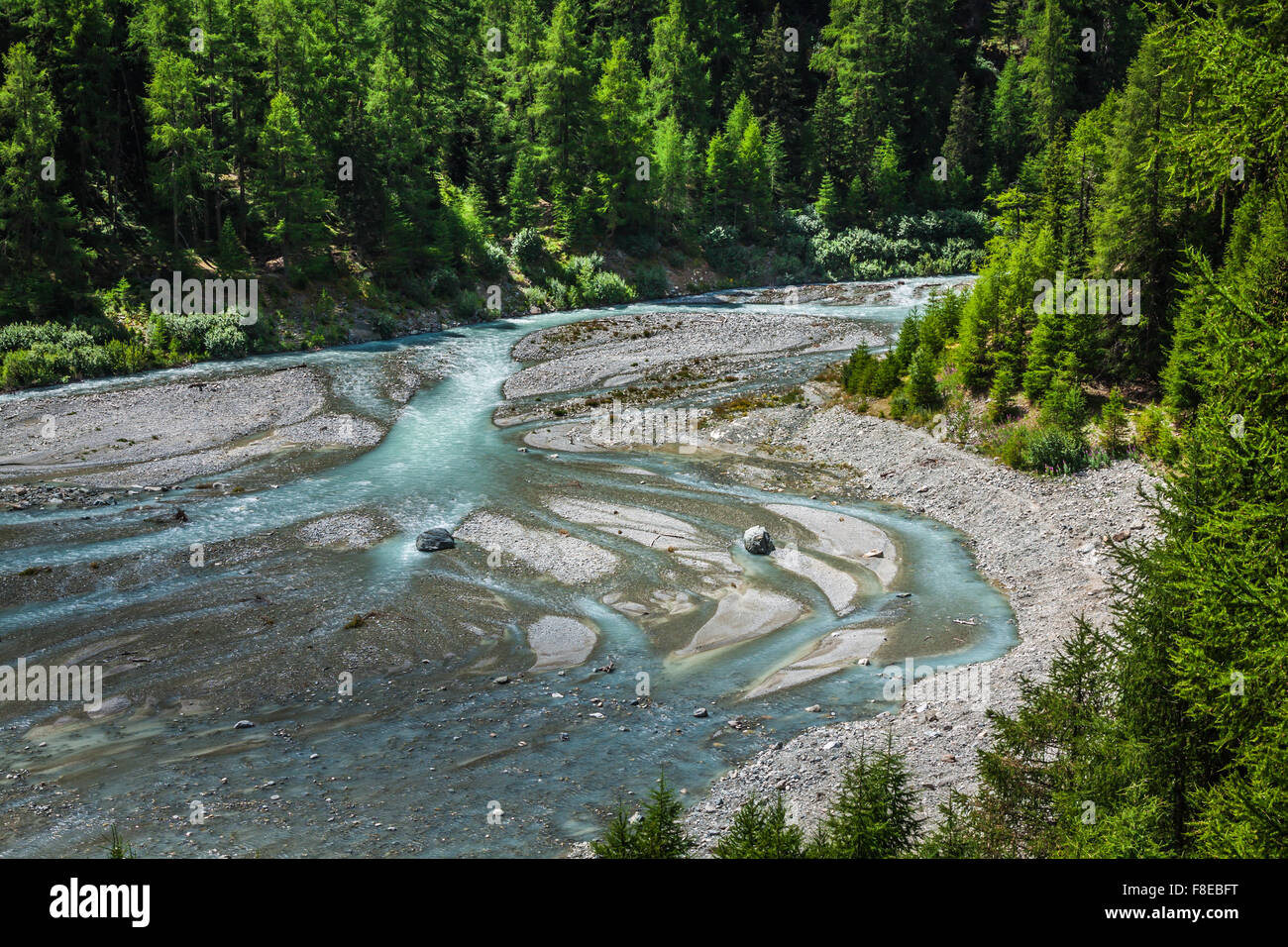 Swiss Alps-river Inn and Pontresina Stock Photo - Alamy