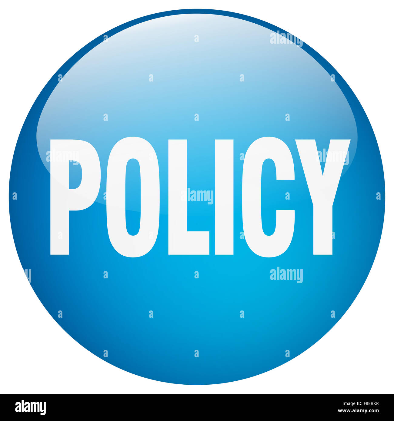 policy blue round gel isolated push button Stock Photo - Alamy