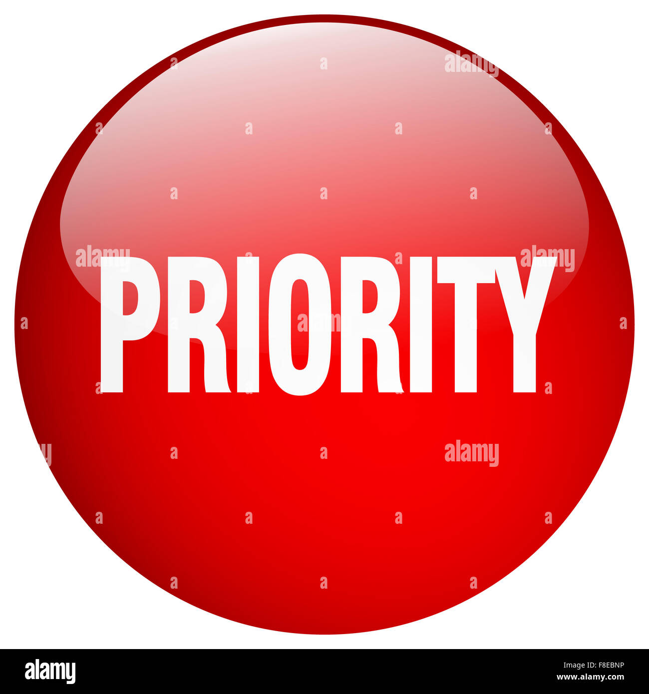 priority red round gel isolated push button Stock Photo - Alamy