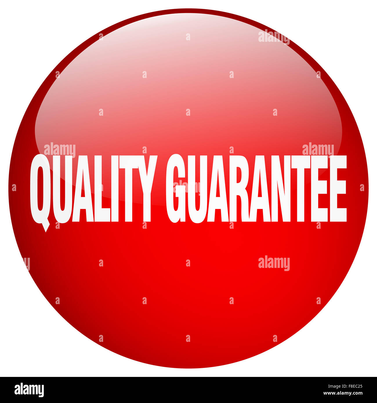 quality guarantee red round gel isolated push button Stock Photo - Alamy
