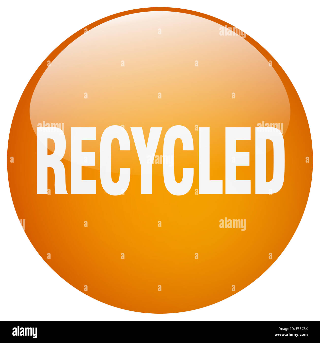 recycled orange round gel isolated push button Stock Photo - Alamy