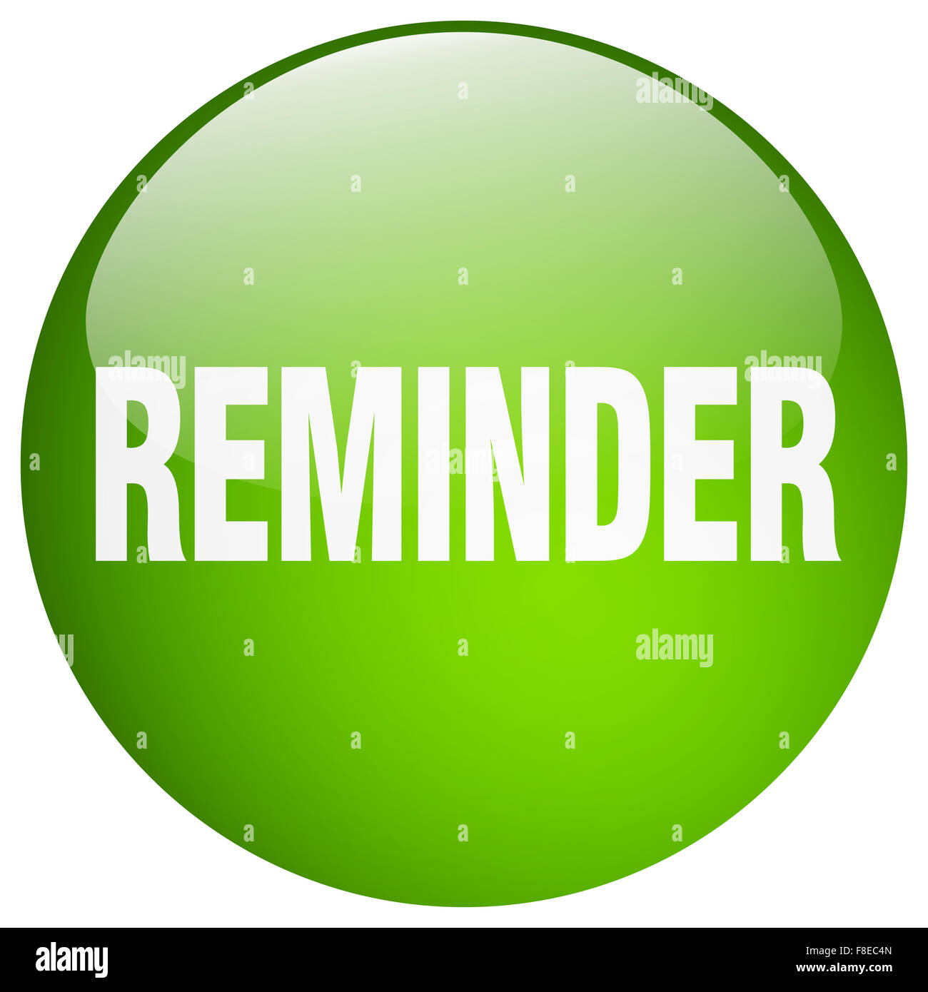 reminder green round gel isolated push button Stock Photo - Alamy