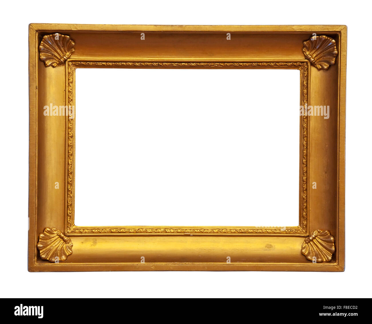 old antique gold frame. Isolated over white background with clipping ...