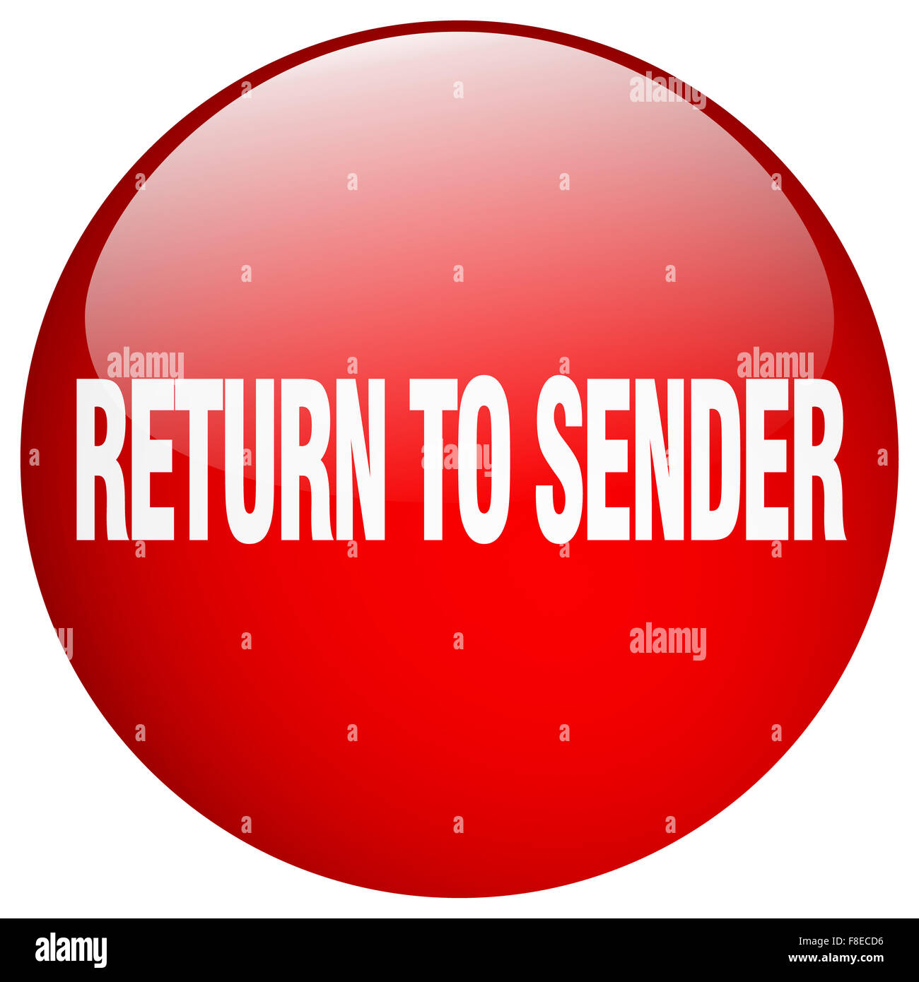 return to sender red round gel isolated push button Stock Photo - Alamy