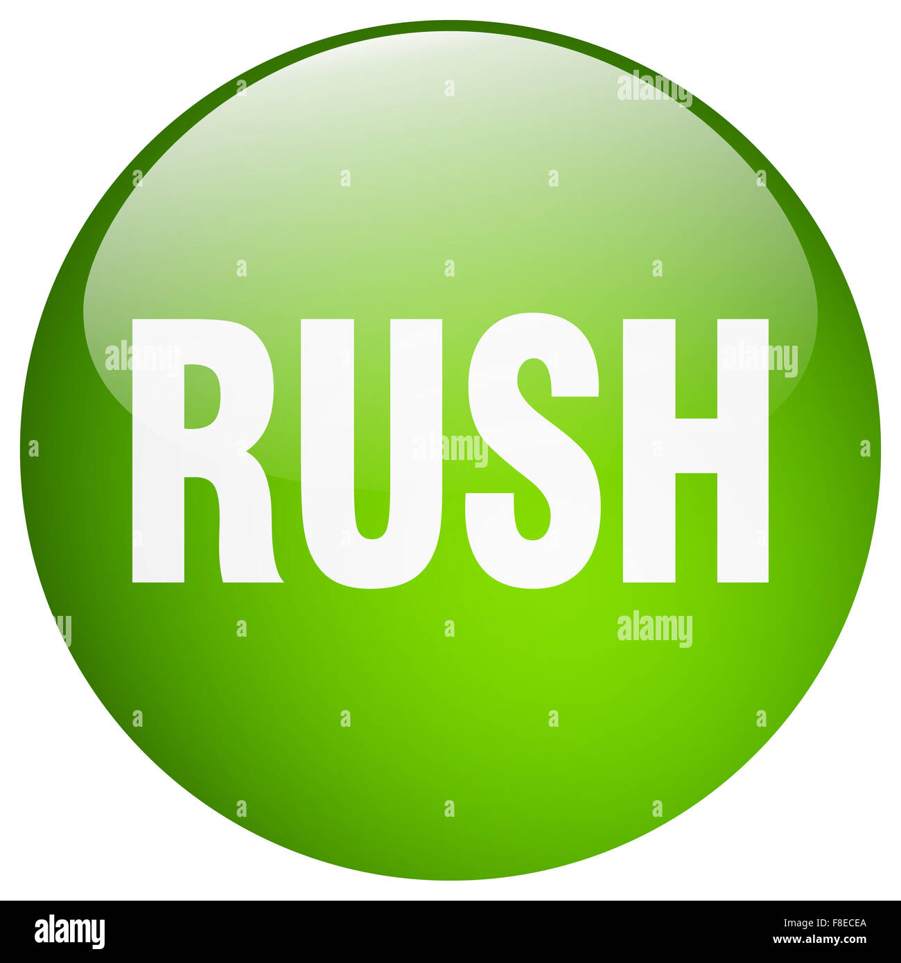 rush green round gel isolated push button Stock Photo - Alamy