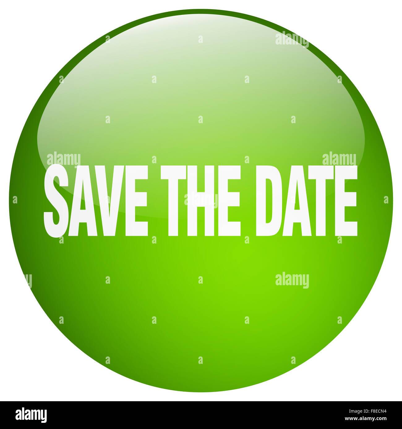 save the date green round gel isolated push button Stock Photo - Alamy