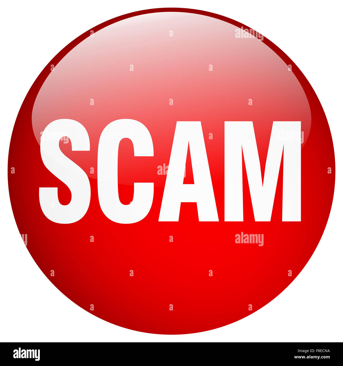 scam red round gel isolated push button Stock Photo - Alamy