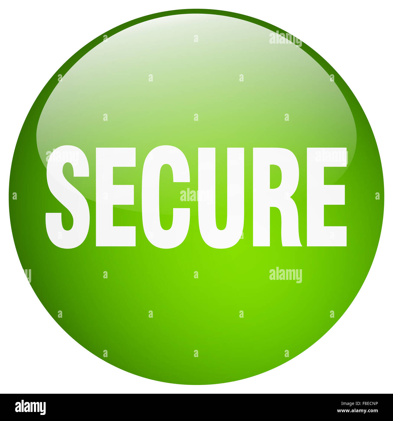 secure green round gel isolated push button Stock Photo - Alamy