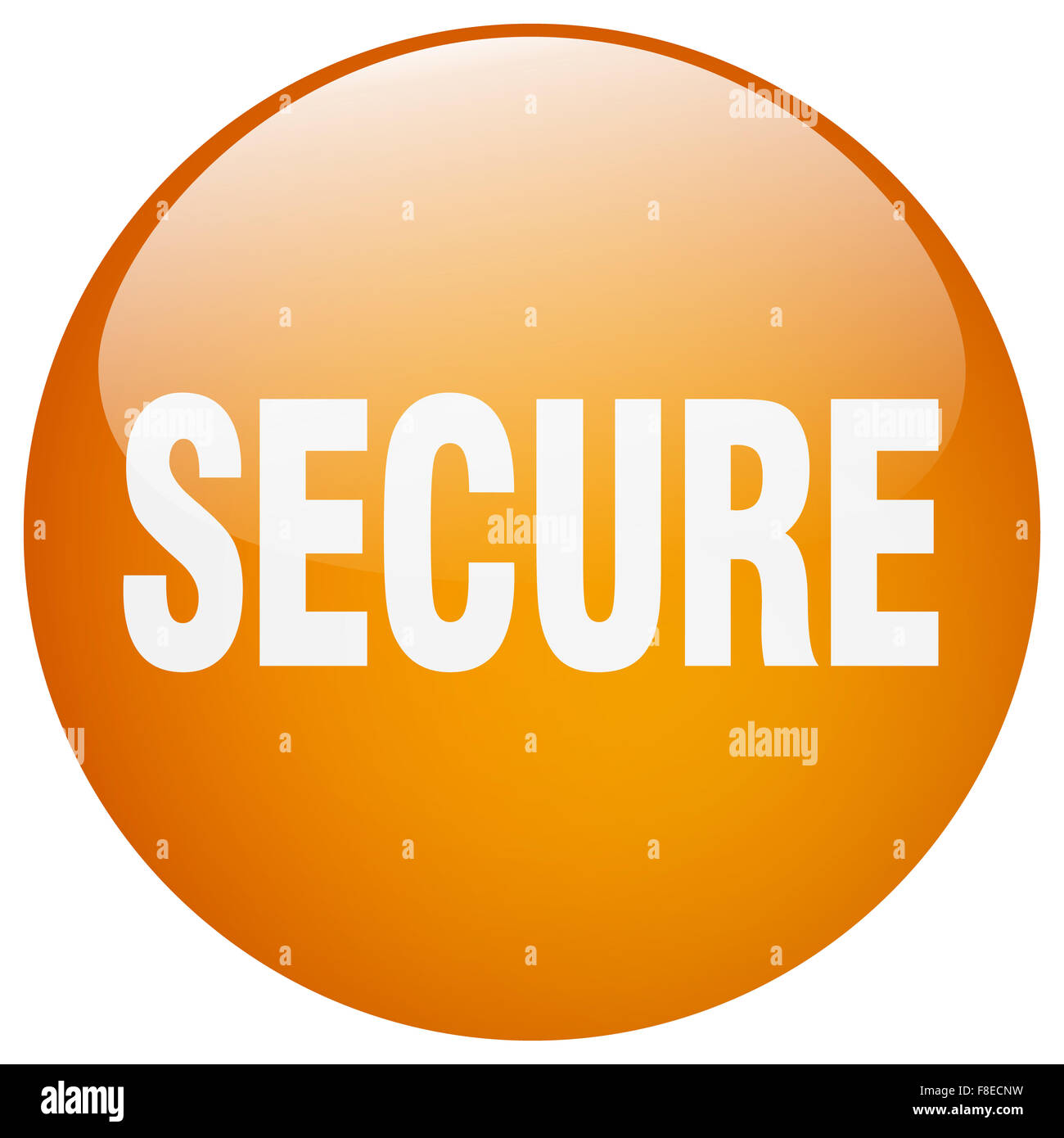secure orange round gel isolated push button Stock Photo - Alamy