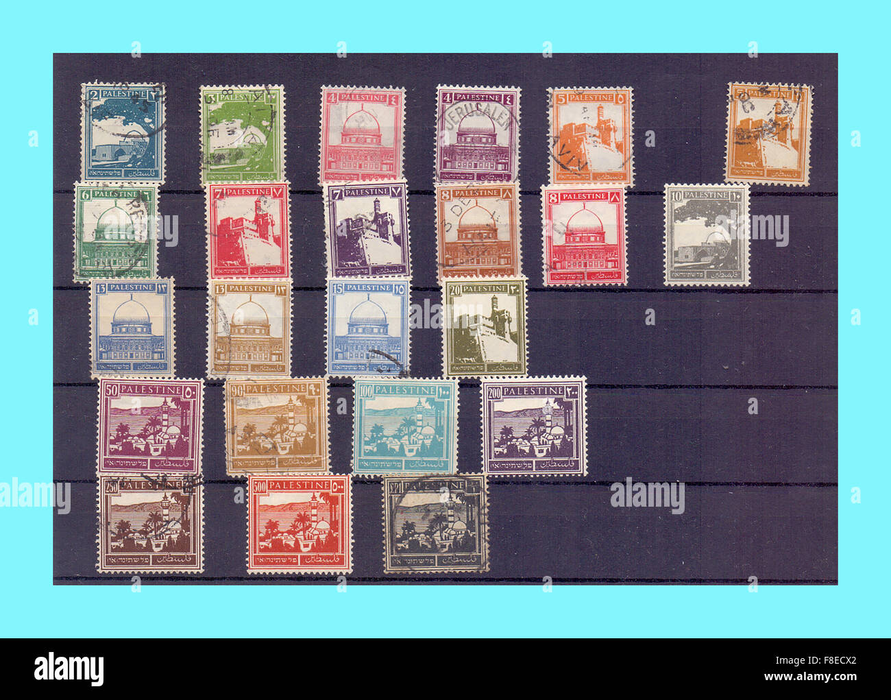 Palestine British mandate stamp collection used between 1927 to 1948 ...
