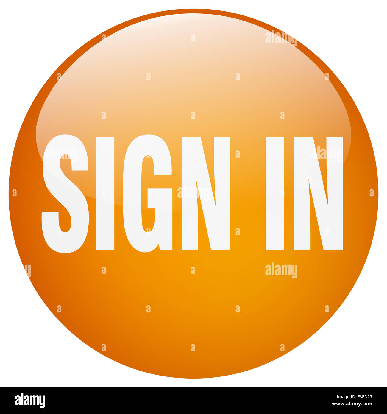 sign in orange round gel isolated push button Stock Photo - Alamy