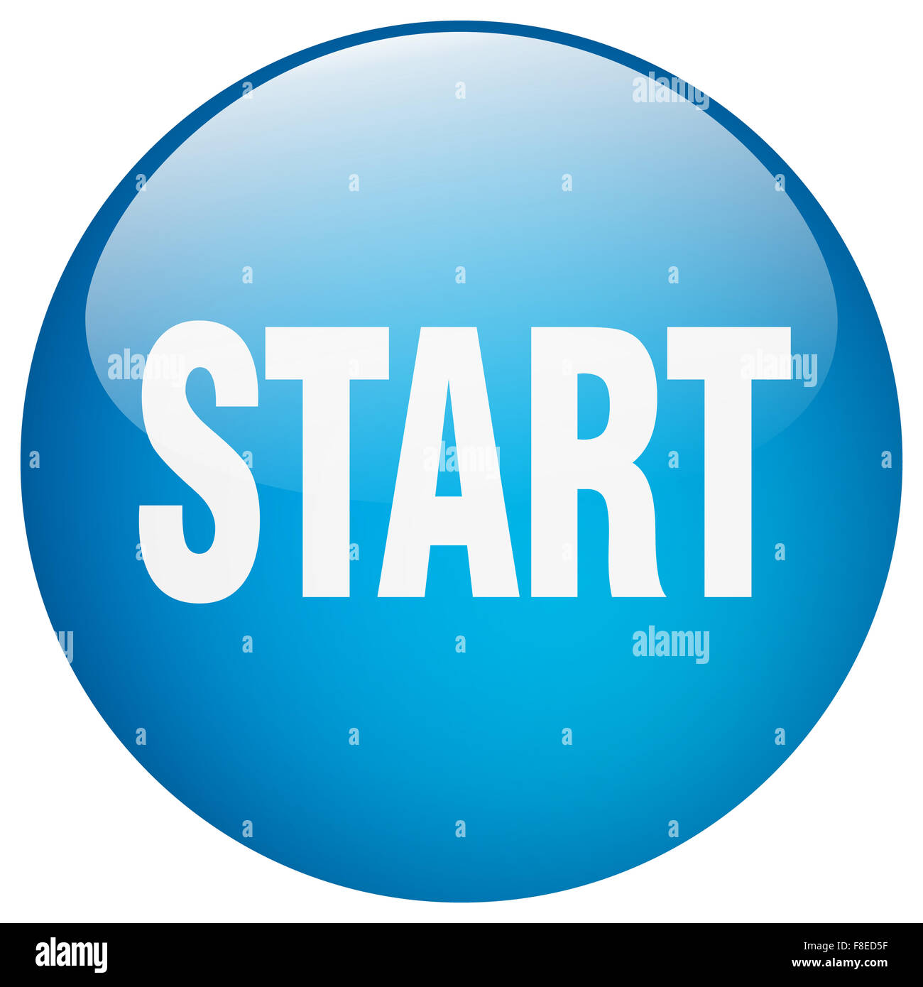start blue round gel isolated push button Stock Photo - Alamy