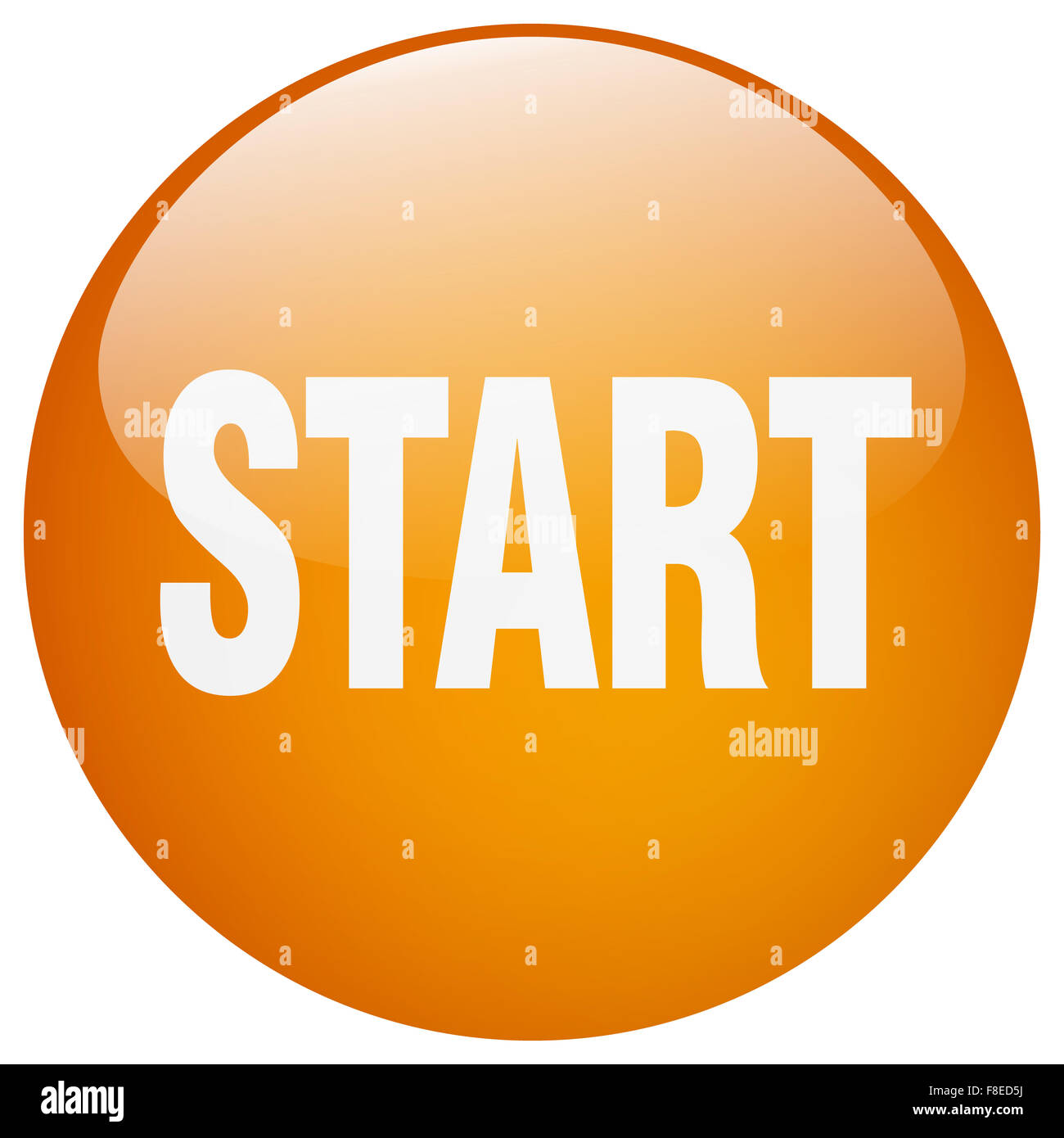 start orange round gel isolated push button Stock Photo - Alamy
