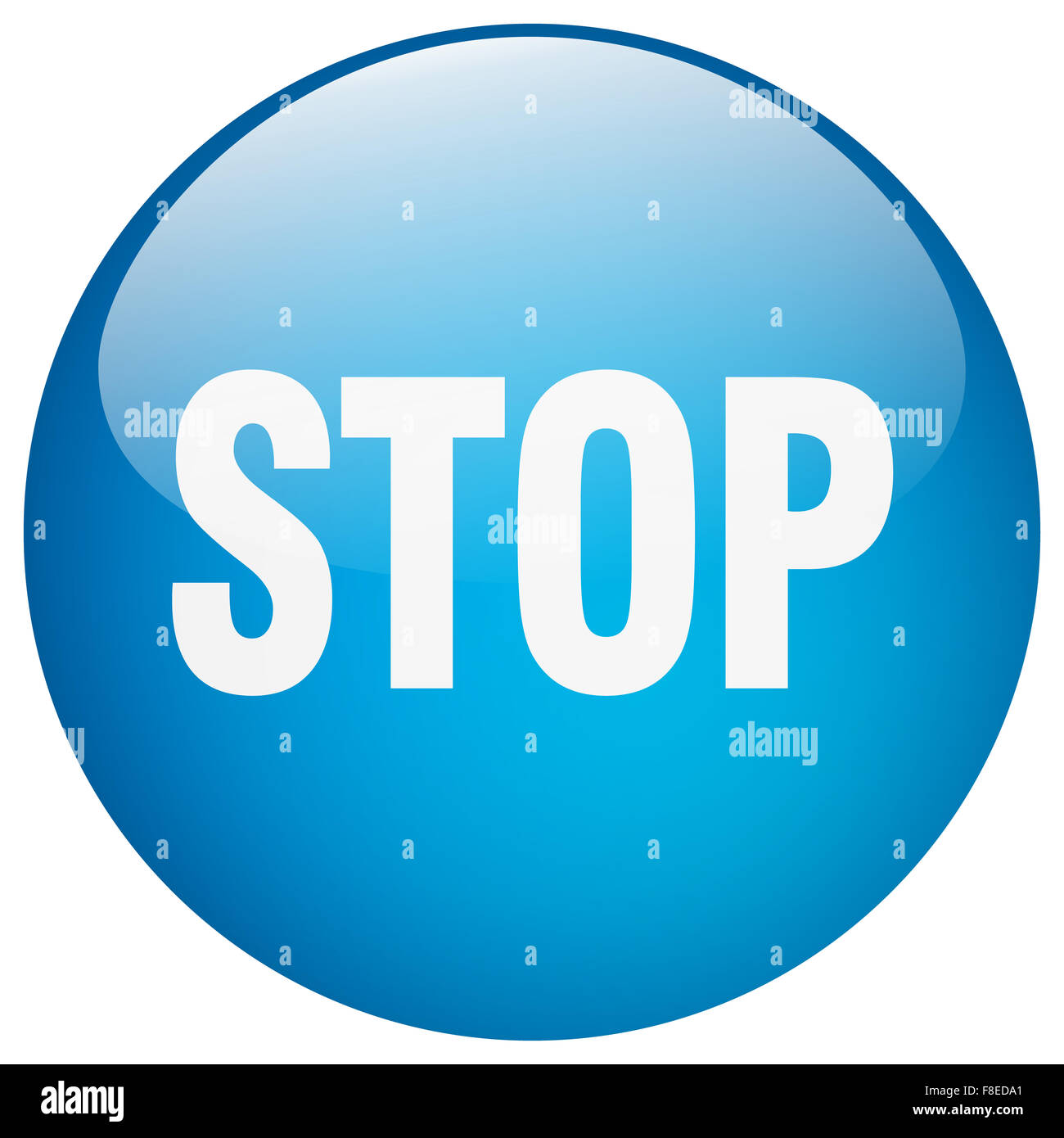 stop blue round gel isolated push button Stock Photo - Alamy