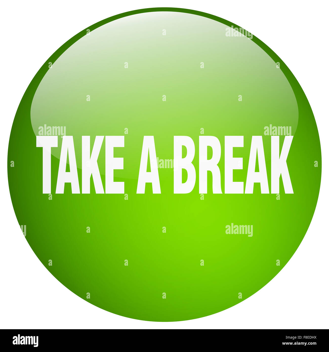 take a break green round gel isolated push button Stock Photo - Alamy