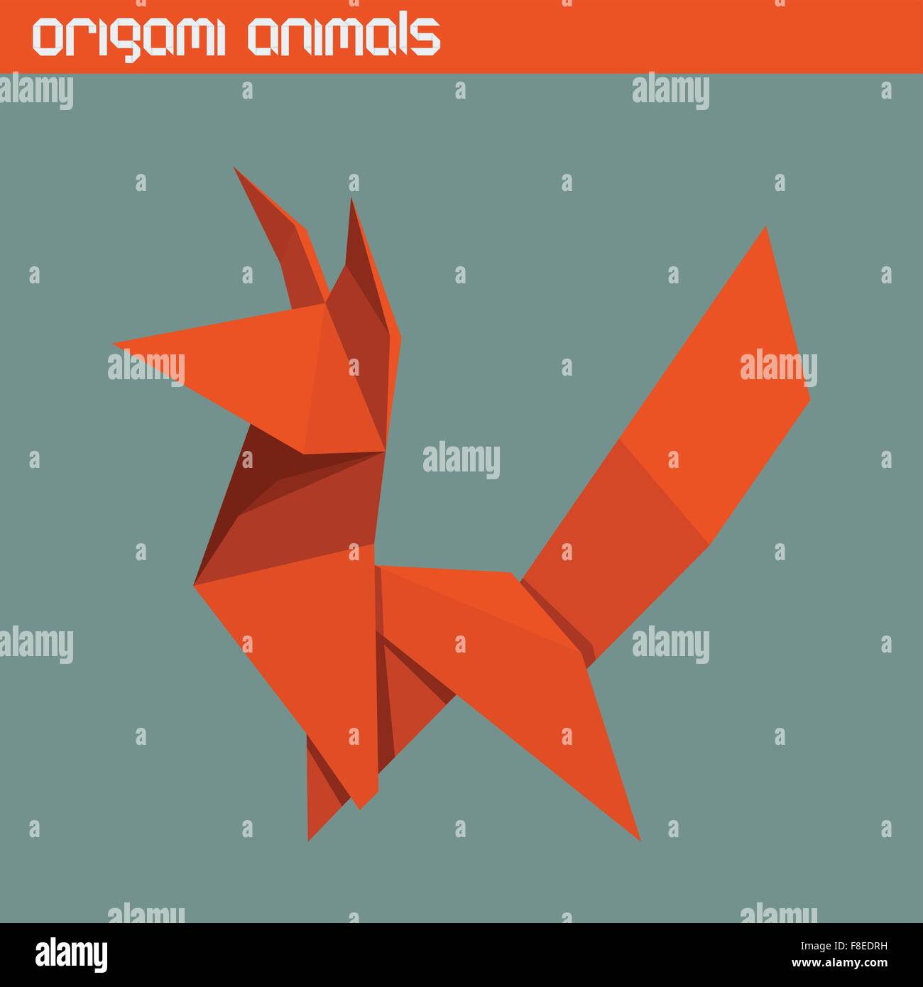 Vector origami isolated animal. Cute triangle Fox Stock Vector Image ...