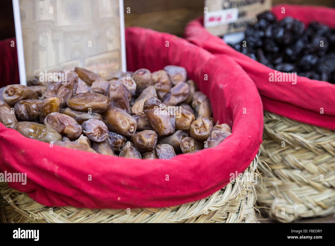 Spices, seeds and tea sold in a traditional market in Granada, Spain ...