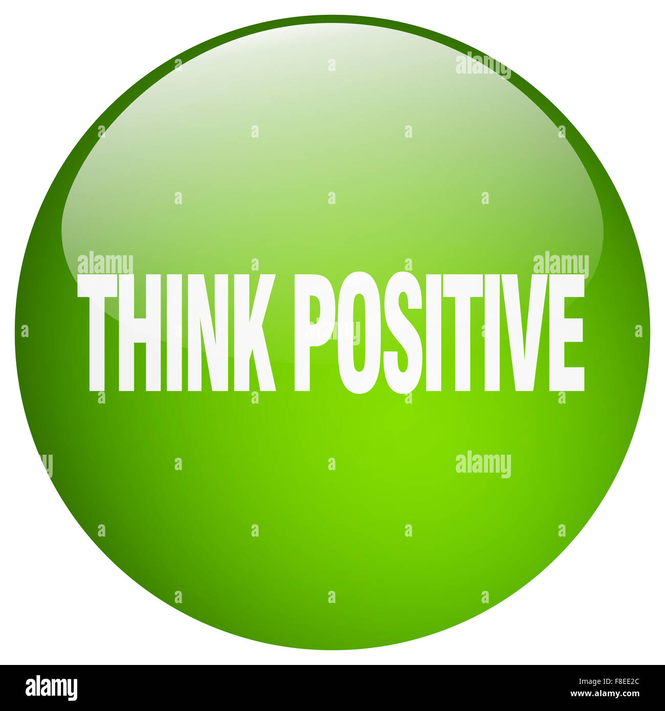 think positive green round gel isolated push button Stock Photo - Alamy