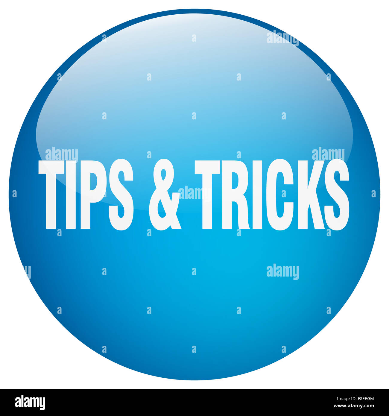 tips & tricks blue round gel isolated push button Stock Photo - Alamy