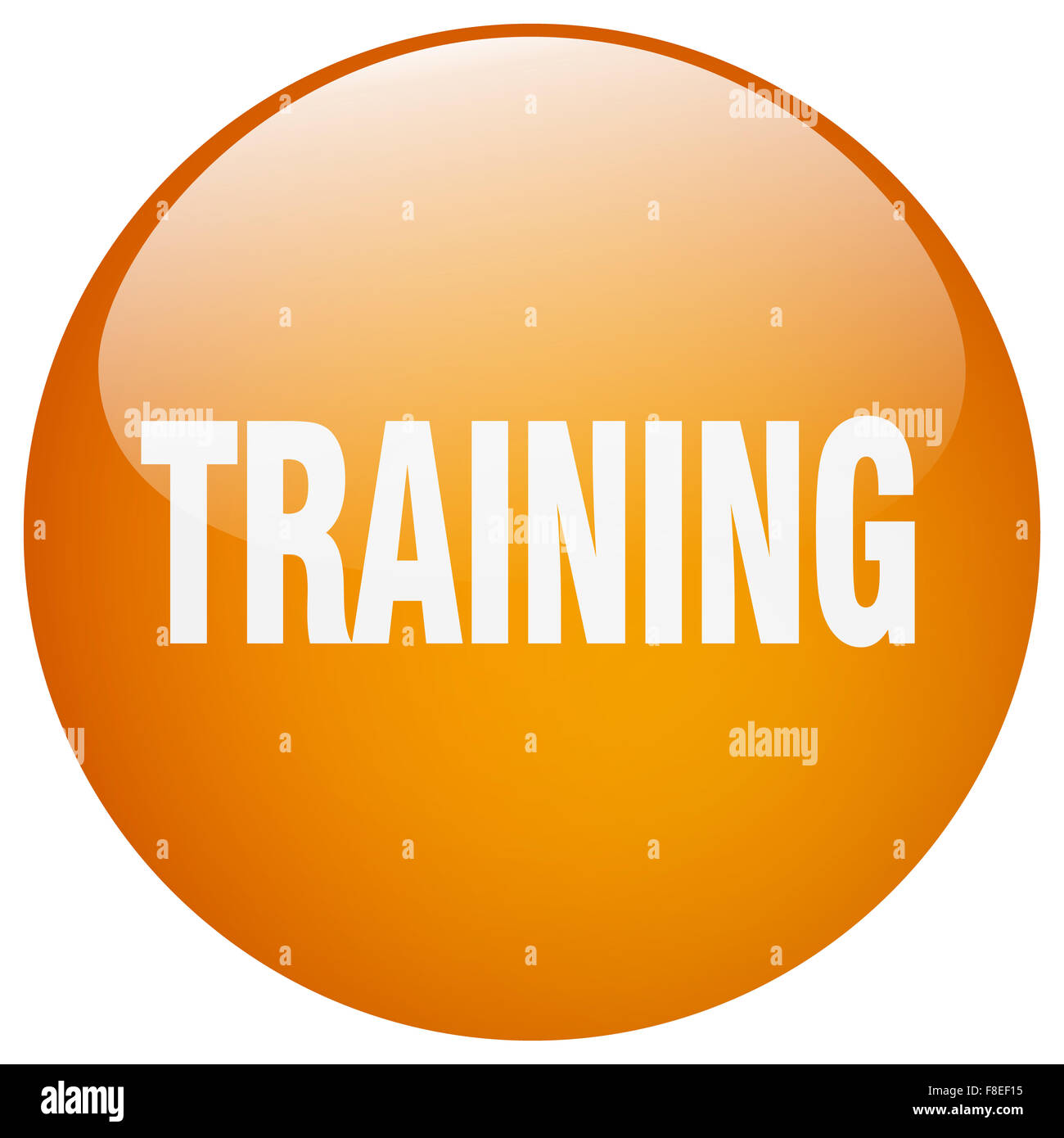training orange round gel isolated push button Stock Photo - Alamy