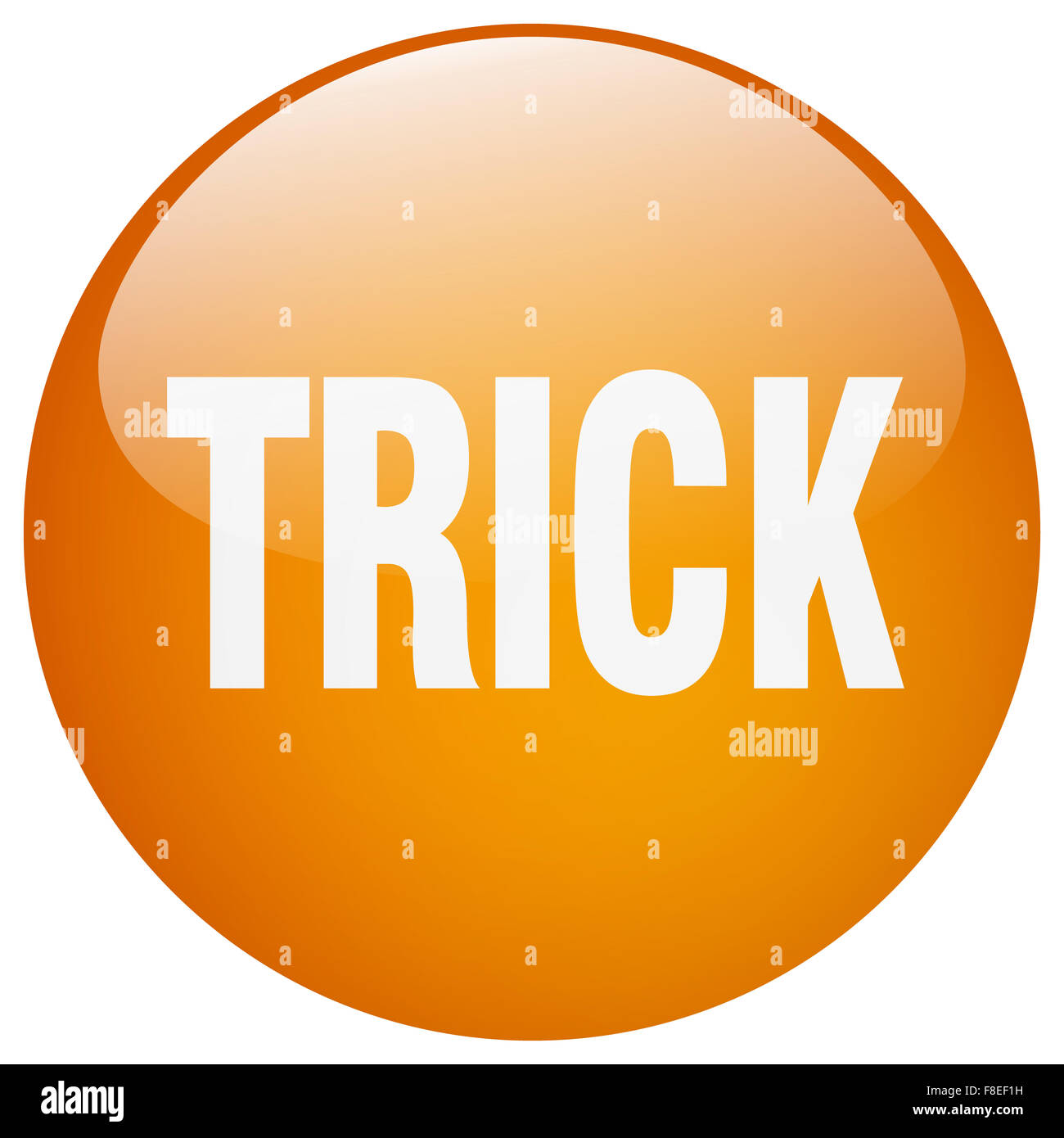 trick orange round gel isolated push button Stock Photo - Alamy