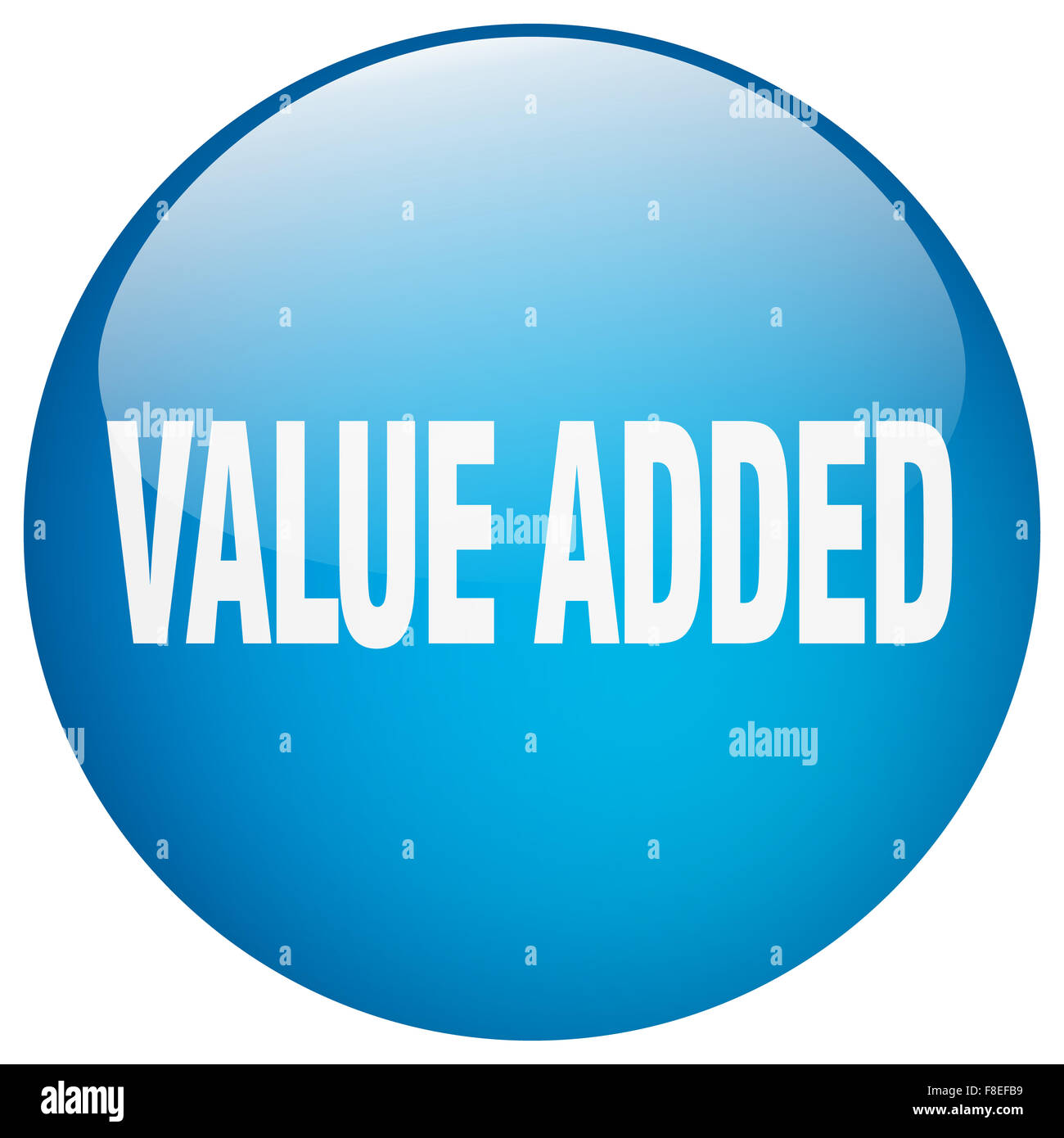 value added blue round gel isolated push button Stock Photo - Alamy