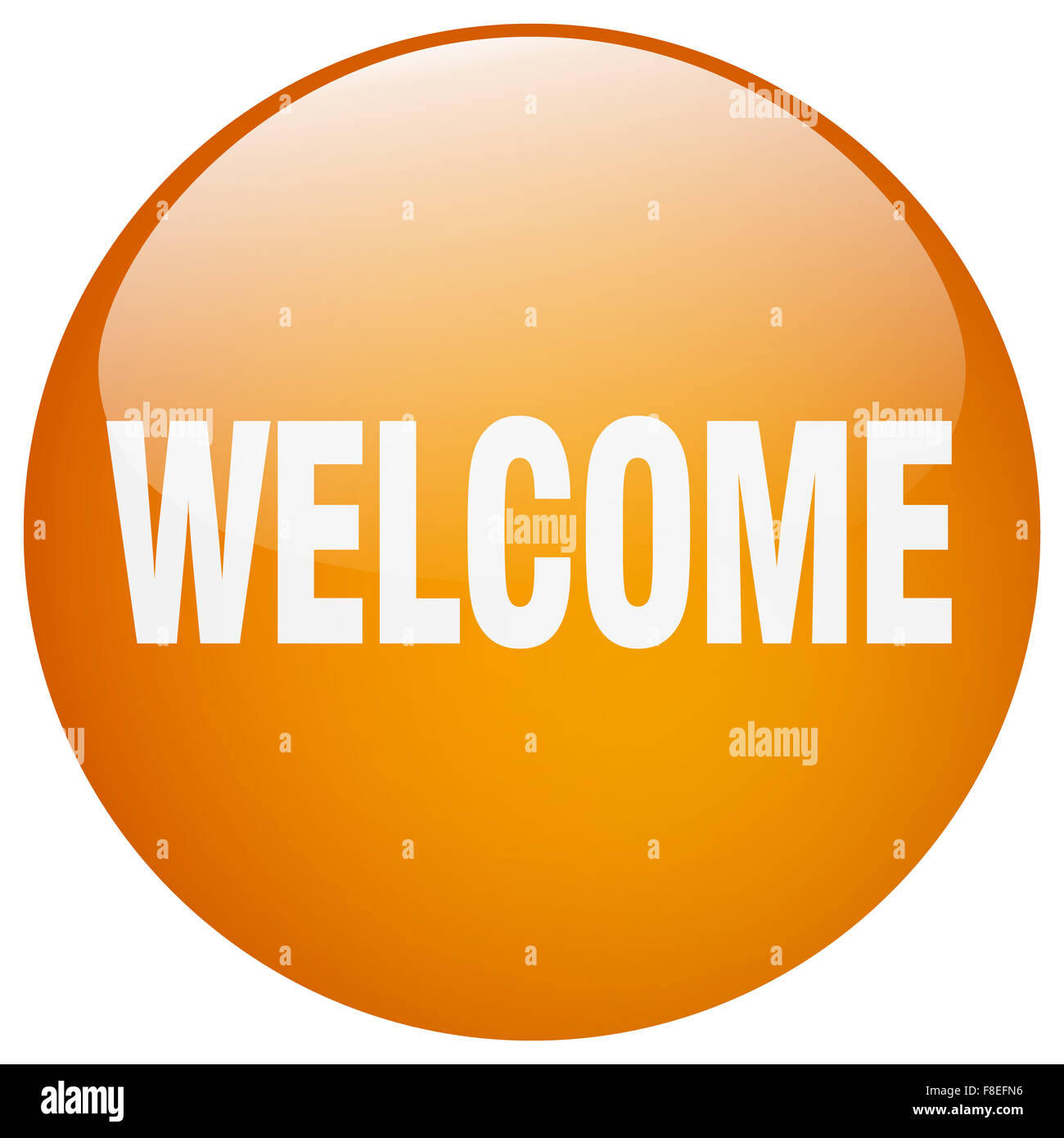 welcome orange round gel isolated push button Stock Photo - Alamy