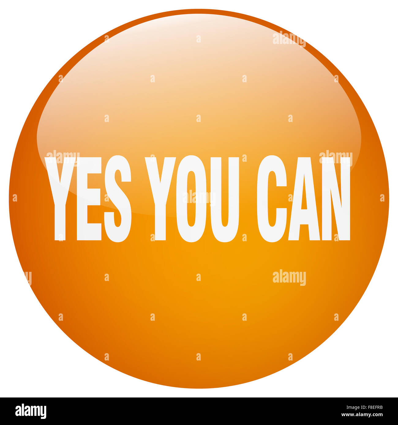 yes you can orange round gel isolated push button Stock Photo - Alamy