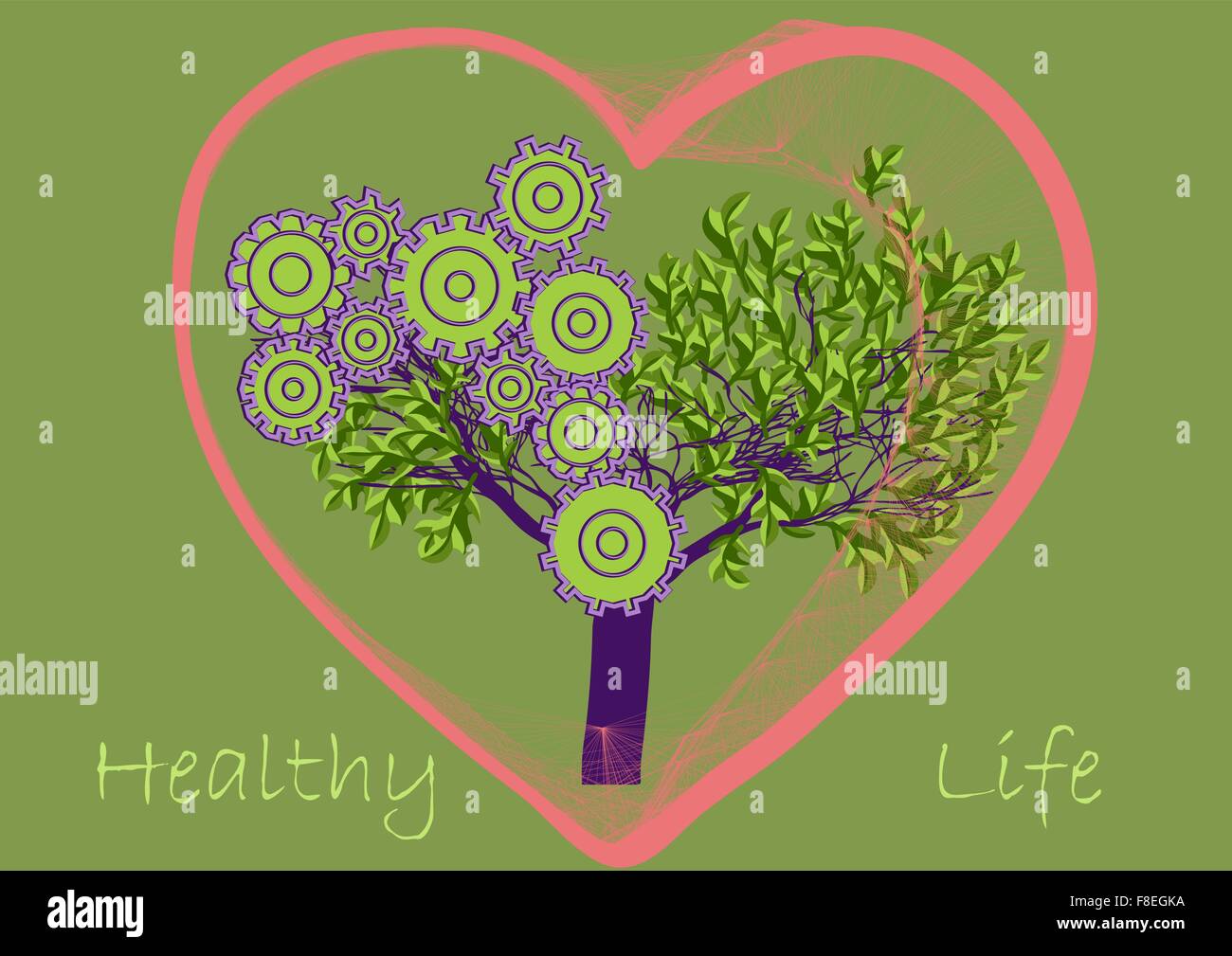 healthy life. conceptual background with tree and heart Stock Vector ...