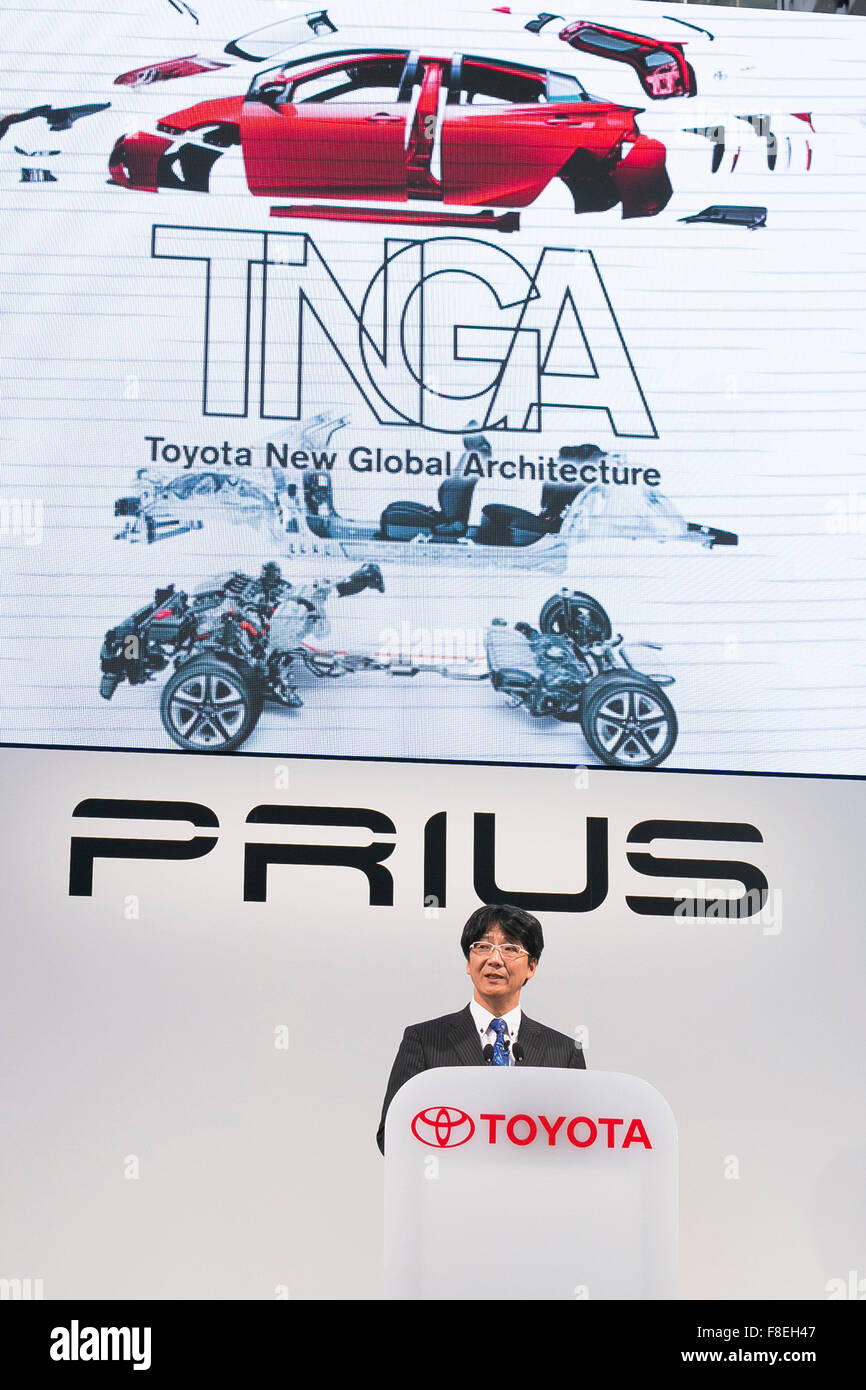 Tokyo, Japan. 9th Dec, 2015. Toyota's chief engineer Koji Toyoshima ...