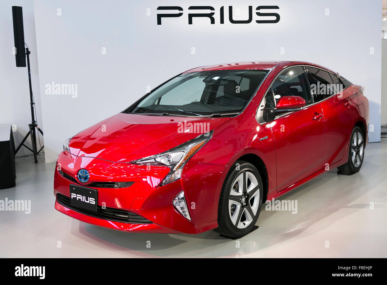 Tokyo, Japan. 9th Dec, 2015. The new 4th generation Prius on display ...