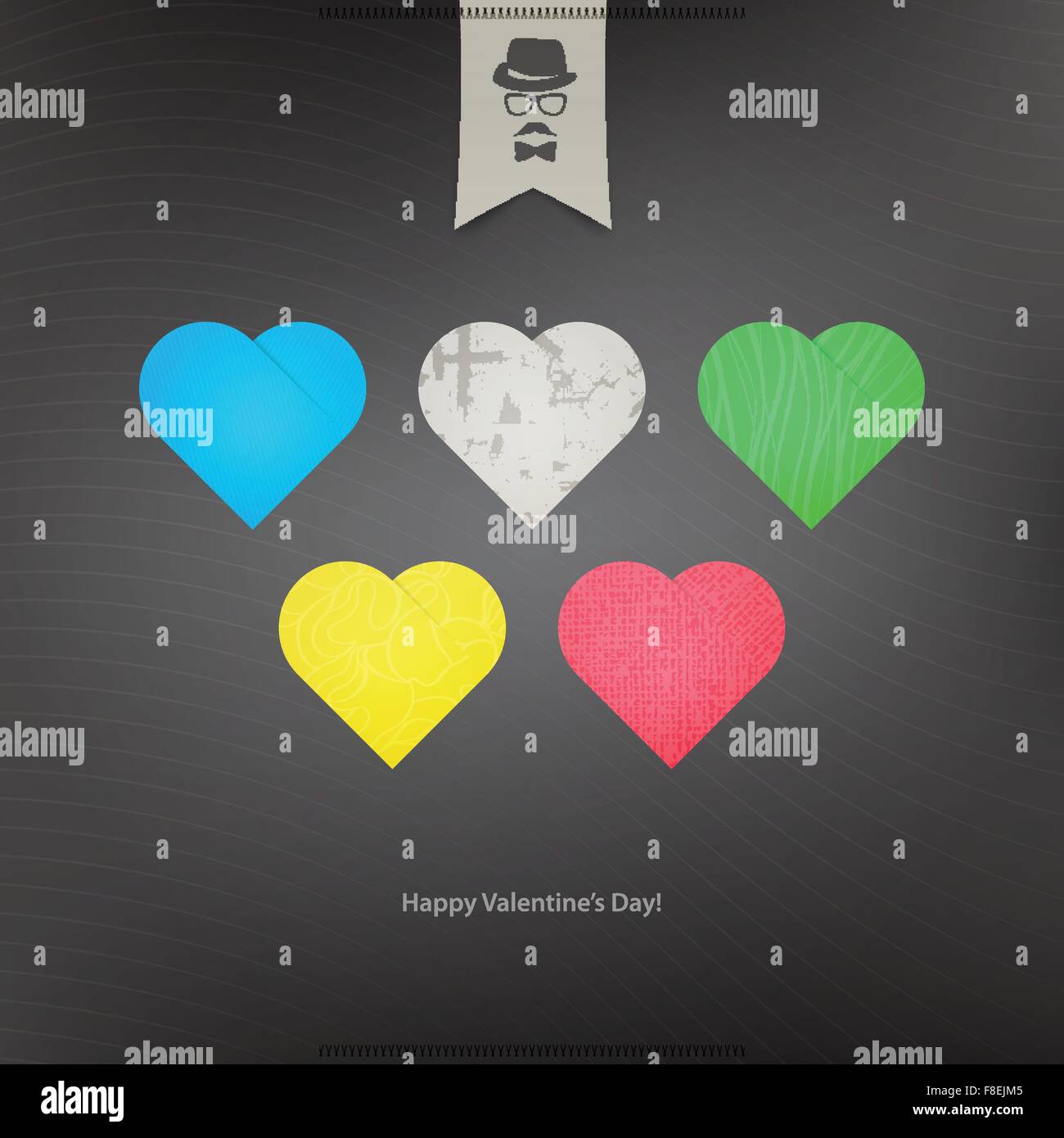 set of origami style, paper heart icons over black banner. vector ...