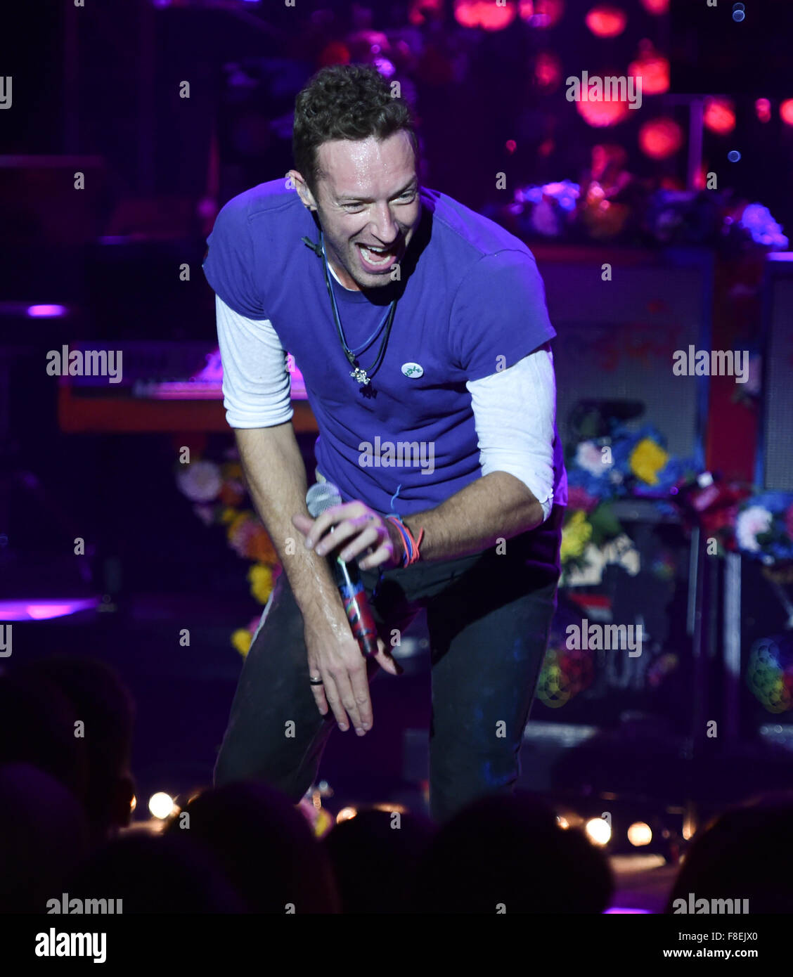 Singer Chris Martin of the English band 'Coldplay' sings during a ...
