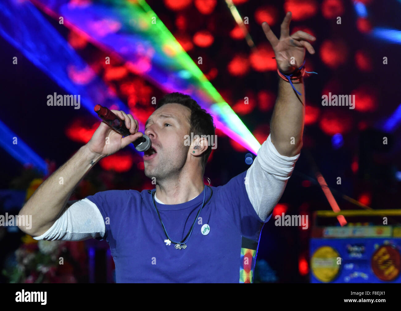 Singer Chris Martin of the English band 'Coldplay' sings during a ...