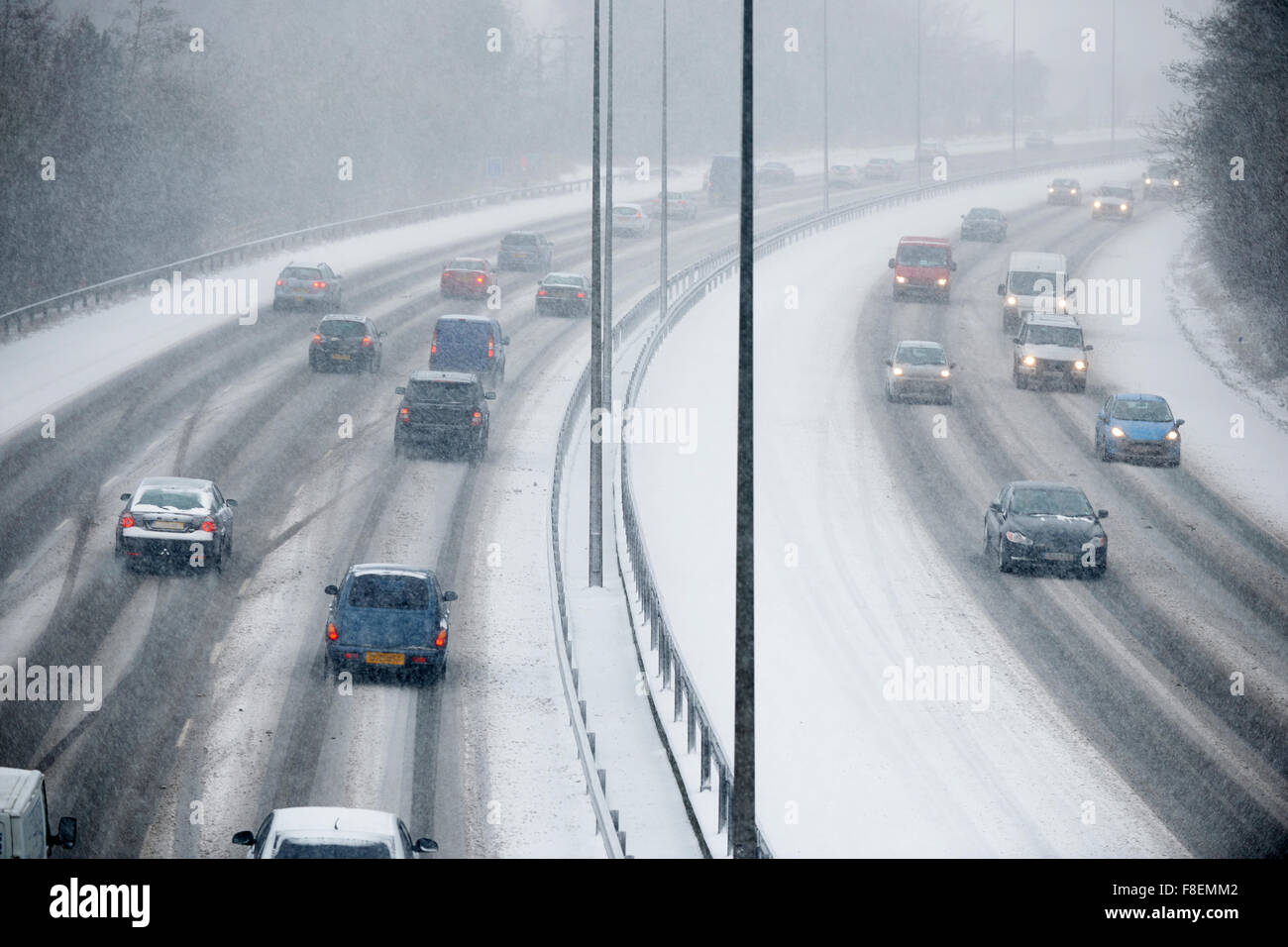 Traffic snow motorway hi-res stock photography and images - Alamy