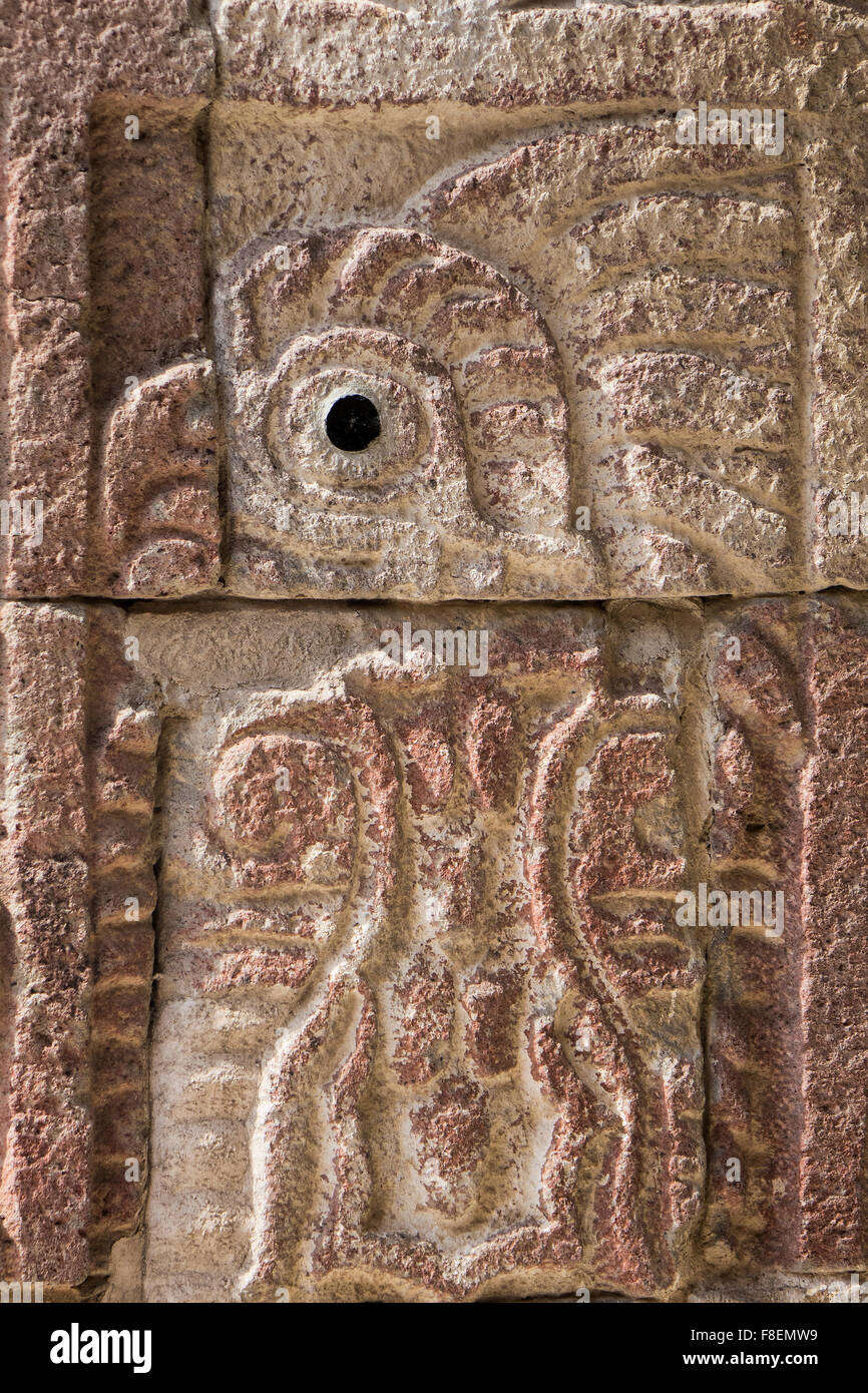 Mexico. Teotihuacan. Quetzalpapalotl palace. Quetzal carving Stock ...