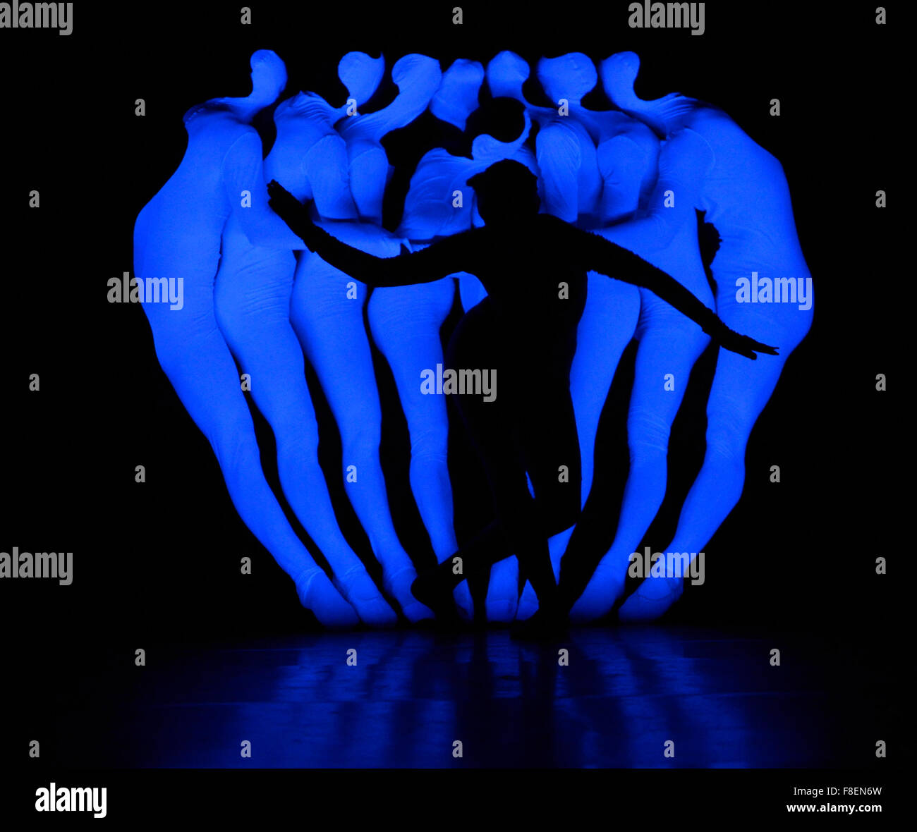 Part of choreography visual lightening physical theater show Lunar Sea ...