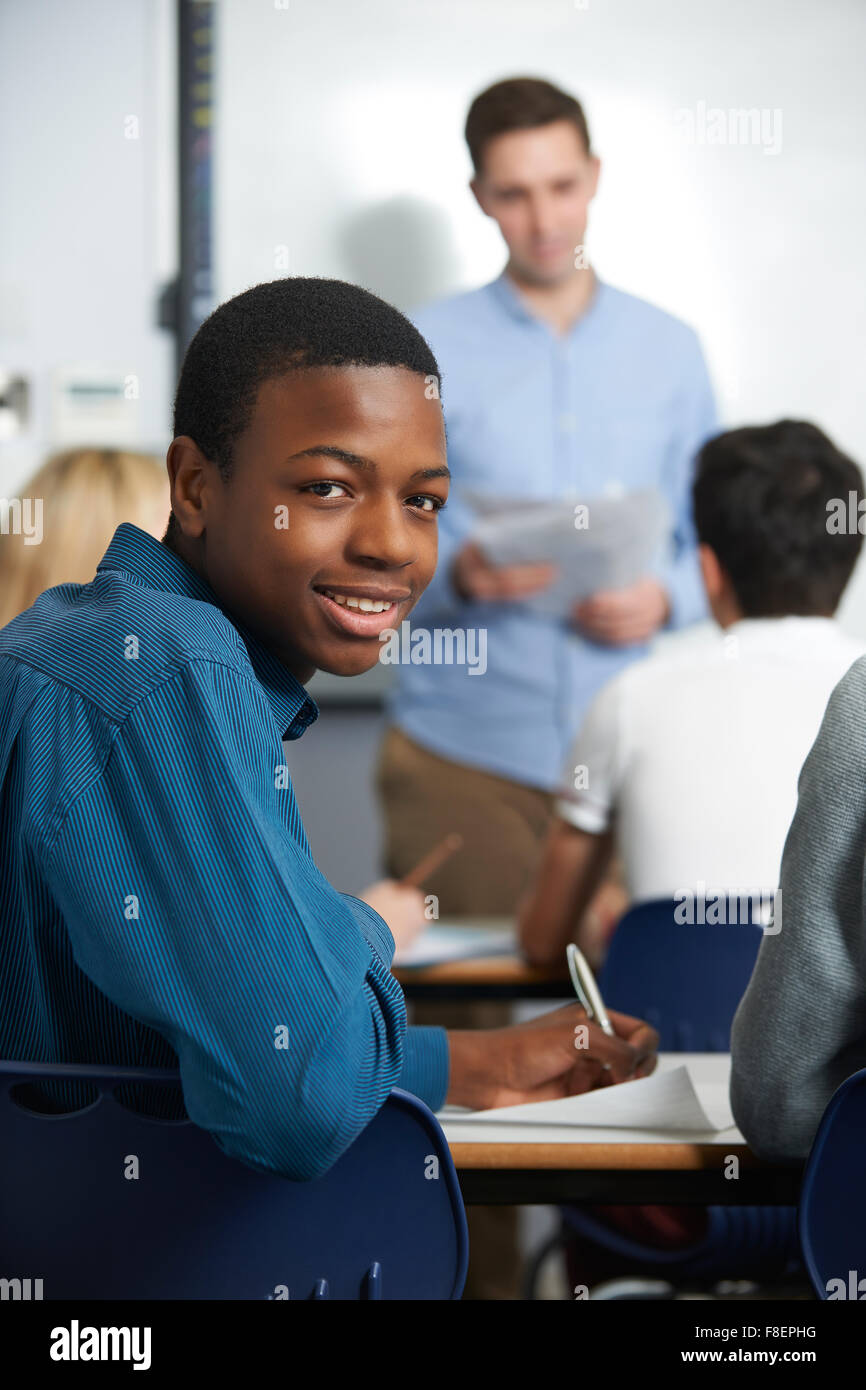 Portrait Of Male Teenage Pupil In Class Stock Photo - Alamy
