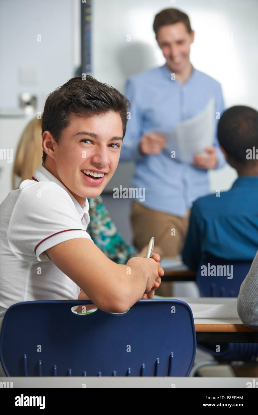 Portrait Of Male Teenage Pupil In Class Stock Photo - Alamy